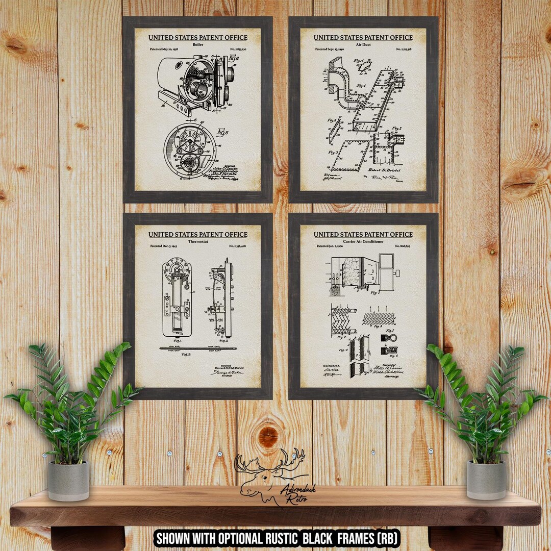 HVAC Patent Print Set of 4 - HVAC Inventions - HVAC Technician Gift ...