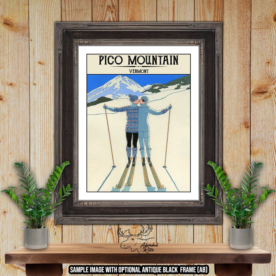 Pico Mountain Vermont Retro Ski Resort Print Snow Skier Gift Ski ...