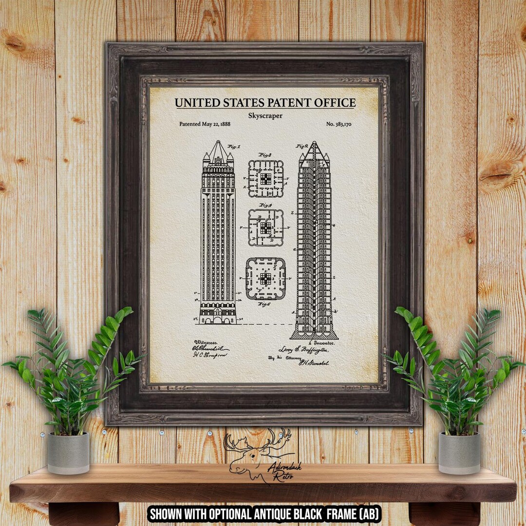 Skyscraper Patent Print - Architecture Poster - 1888 Architectural ...