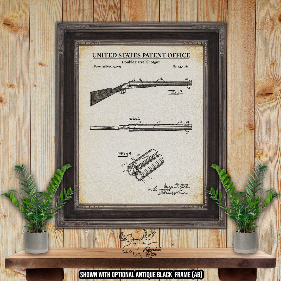 Double Barrel Shotgun Patent Print - 1923 Firearm Invention Blueprint ...