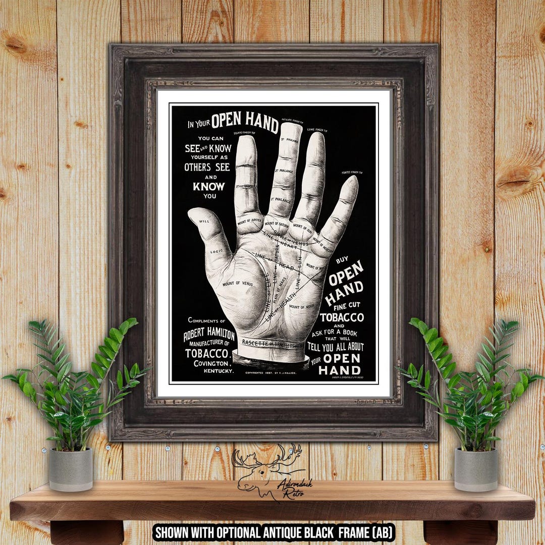 Palmistry Art Print - Open Hand Palm Reading Illustration - Psychic ...