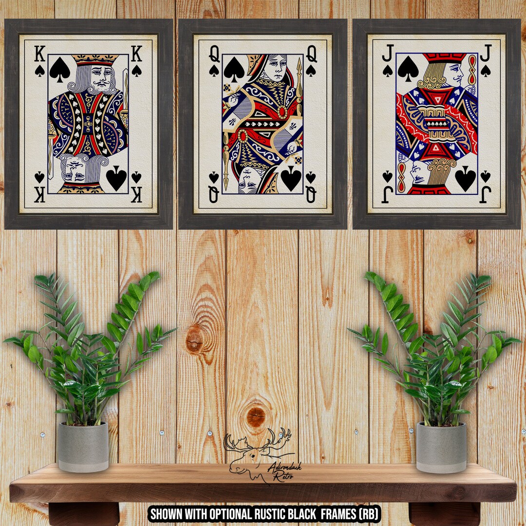 King Queen Jack of Spades Poker Print Set Spades Court Cards Playing ...