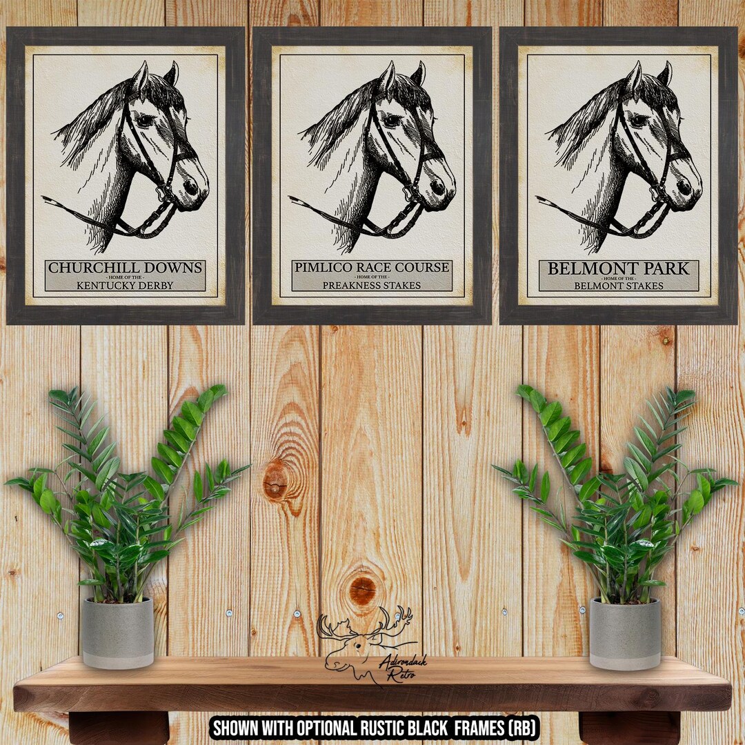 Triple Crown Poster Set Horse Racing Prints Print Set of 3 Horse Racing ...