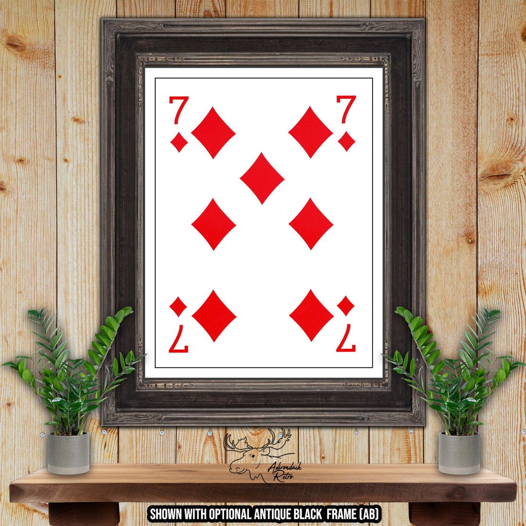 7 of Diamonds Playing Card Art Print - Beer Card Poster - Poker Player ...