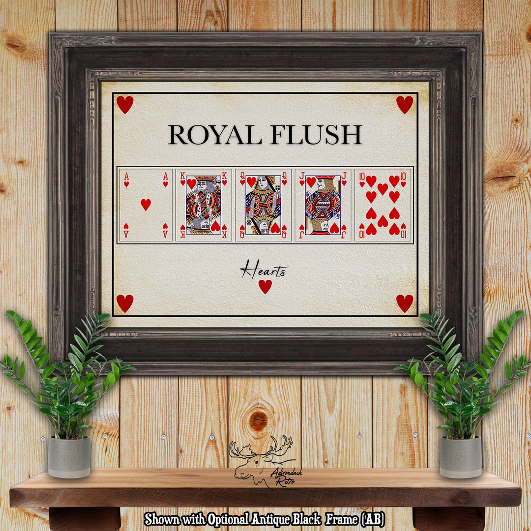 Hearts Royal Flush Poker Hand Art Print - Playing Card Posters - Poker ...