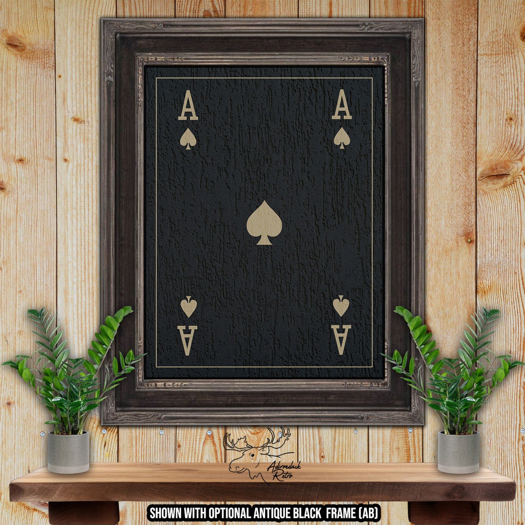 Ace of Spades Playing Card Print- Black & Tan Fine Art Print - Man Cave ...