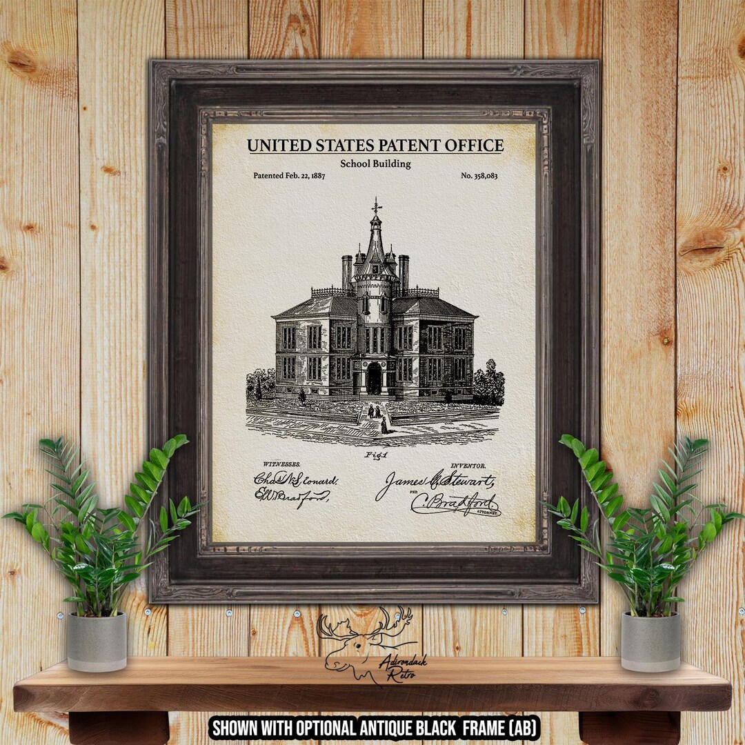 School Building Patent Print - Architecture Poster - 1887 Architectural ...