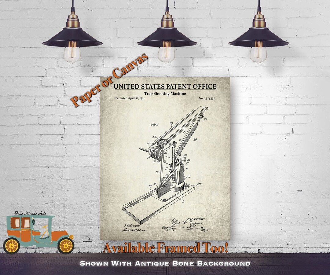 1921 Antique Trap Shooting Machine Patent Print Clay Pigeon Thrower ...