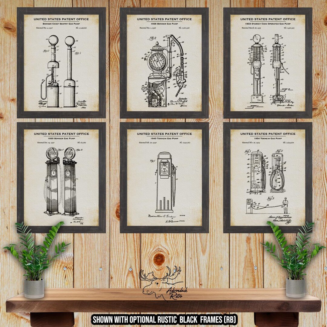 Gas Pump Patent Print Set of 6 - Petroliana Poster Set - Gas Pump ...