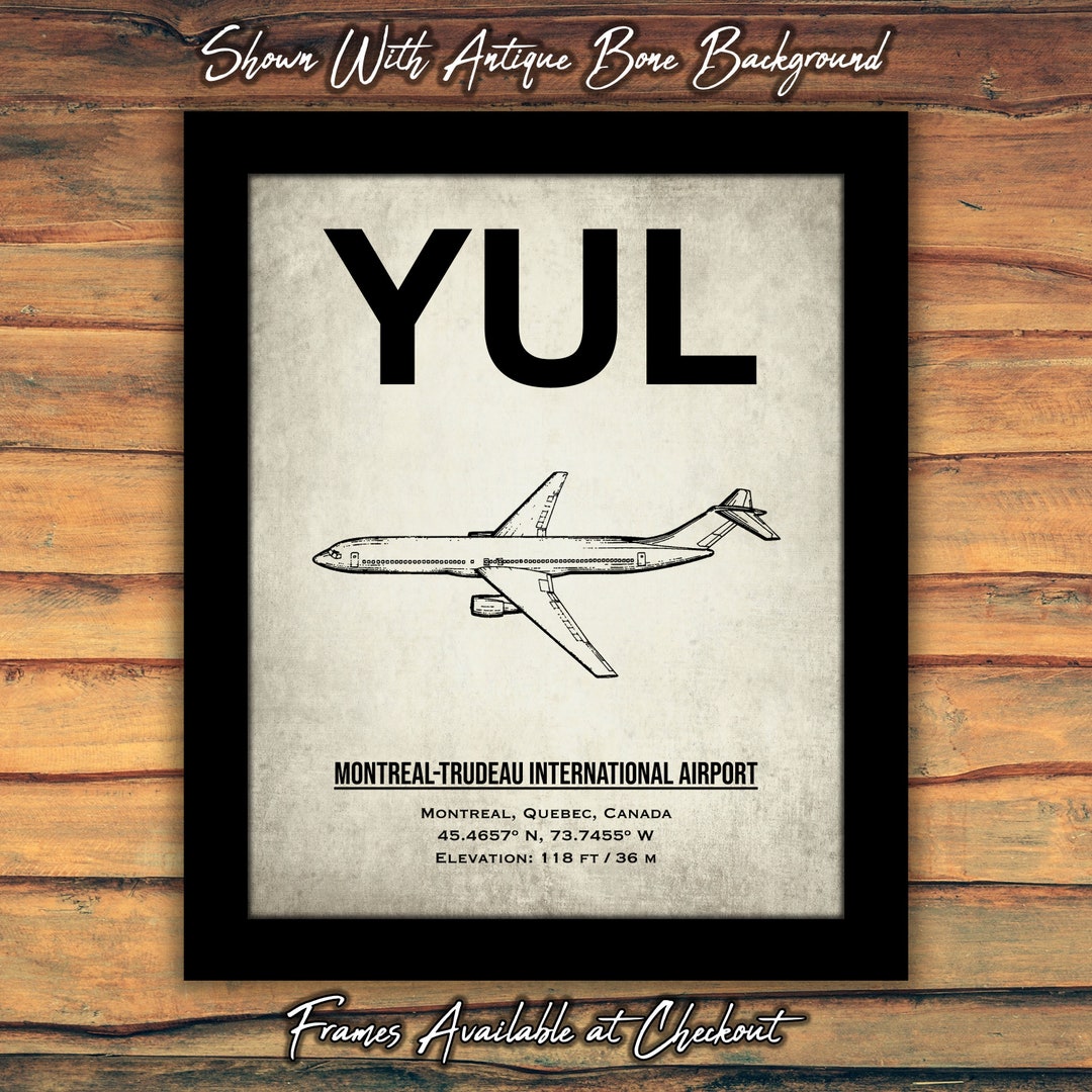 YUL Montreal Trudeau International Airport Code Poster Art Print Retro ...