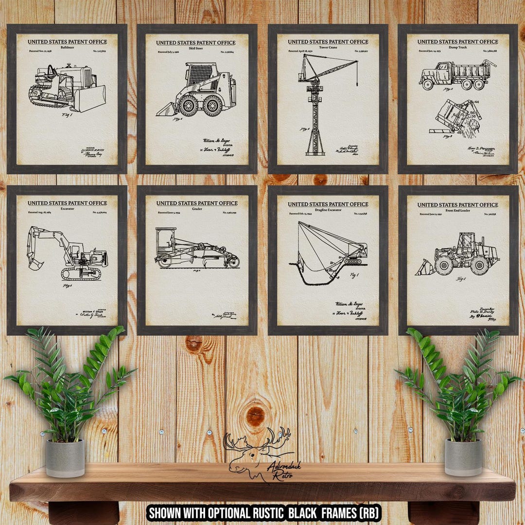 Construction Equipment Patent Print Set of 8 - Heavy Equipment Poster ...