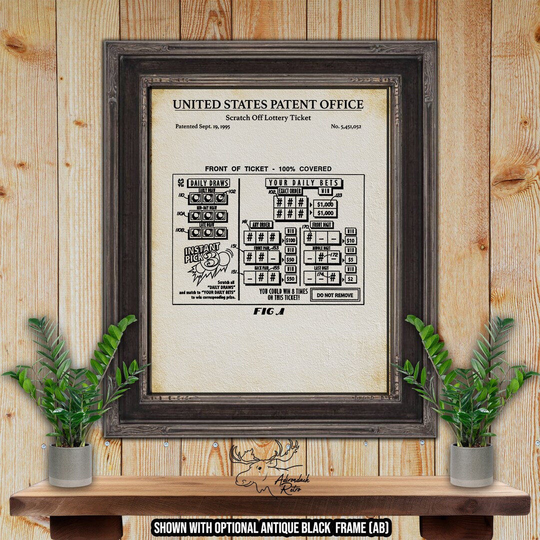 Scratch off Lottery Ticket Patent Print - Historic Lottery Invention ...