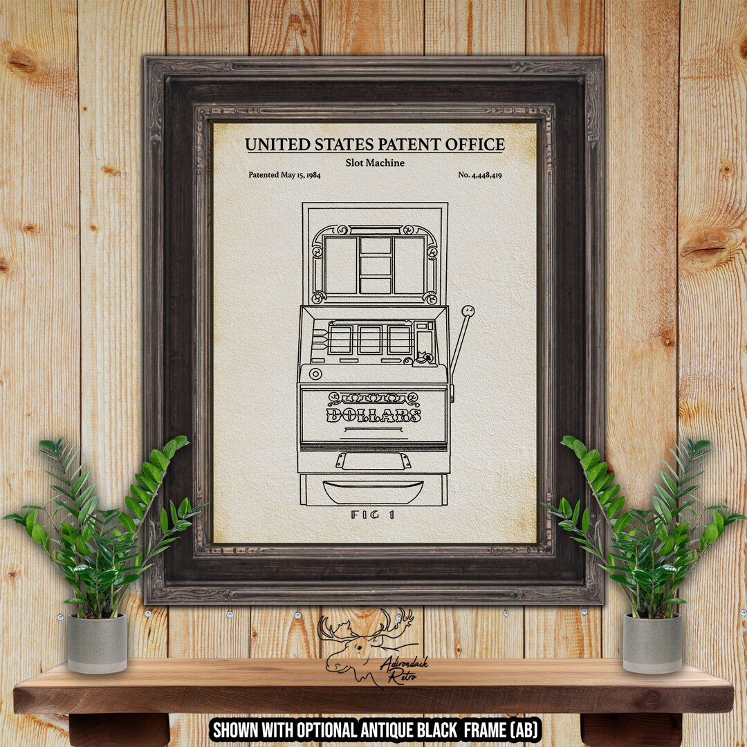 Slot Machine Patent Print - Historic 1984 Gambling Invention - Retro ...