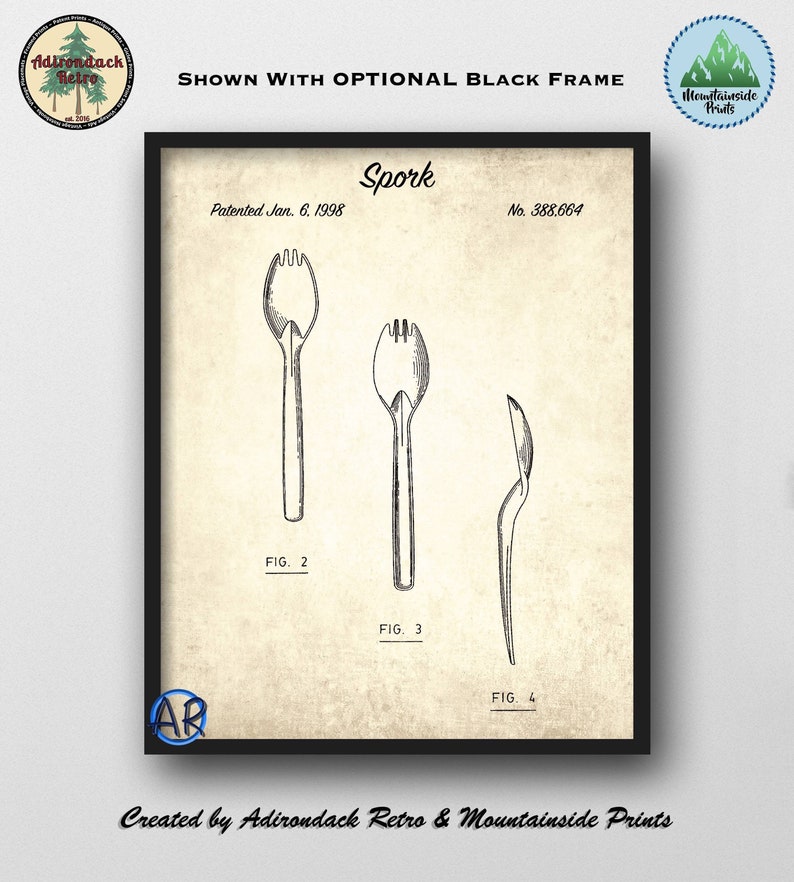 Spork Art Print Print Spork Patent Poster Spork Blueprint | Etsy