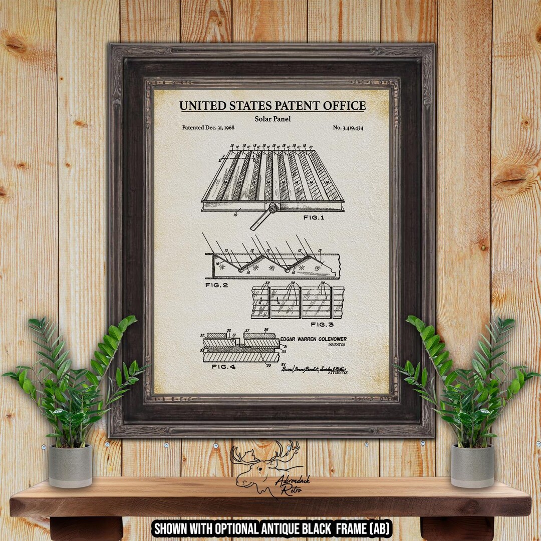 Solar Panel Patent Print - 1968 Renewable Energy Invention ...