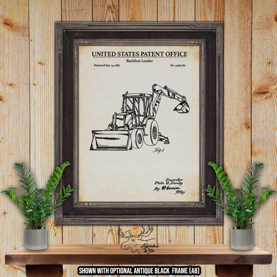 Backhoe Loader Patent Print 1987 Backhoe Poster Construction Equipment ...
