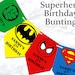 Personalised Superhero Square Bunting Banner Birthday Party - Hero's ...