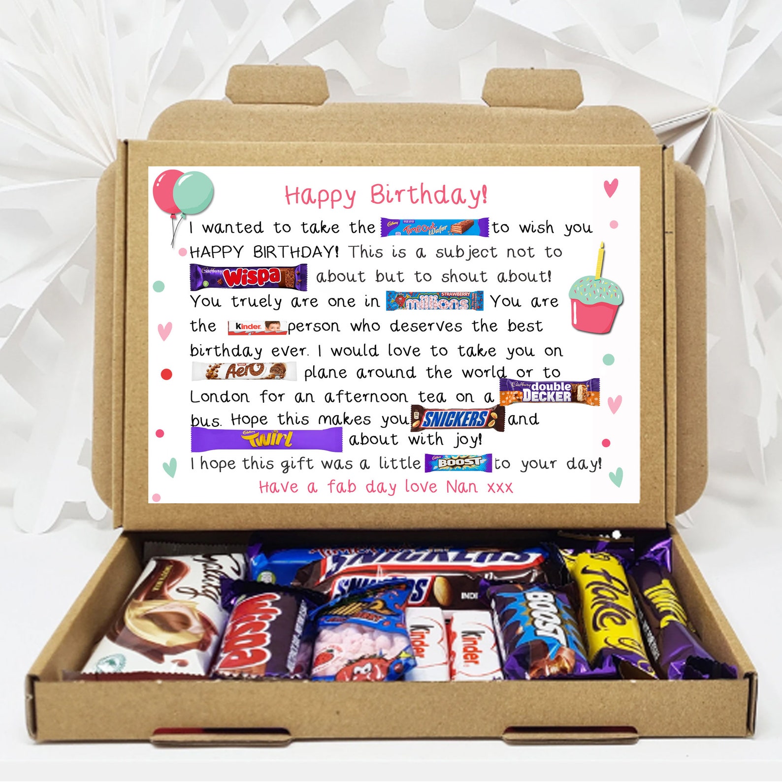 Personalised Birthday Poem Chocolate Treats Box Gift Hamper | Etsy UK