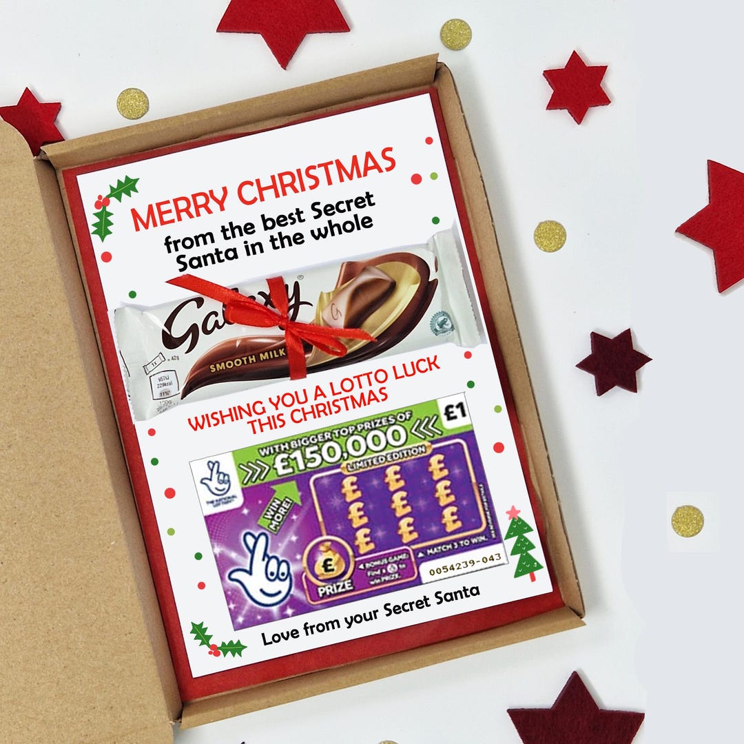 Unique Secret Santa Gift Galaxy Chocolate & Lottery Scratchcard Holder ...