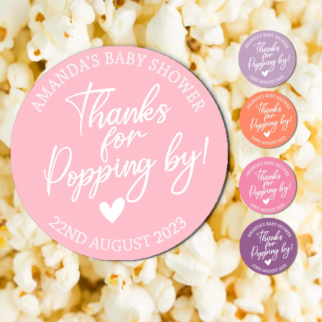 Personalised Thanks for Popping by Stickers Popcorn Cone Stickers ...