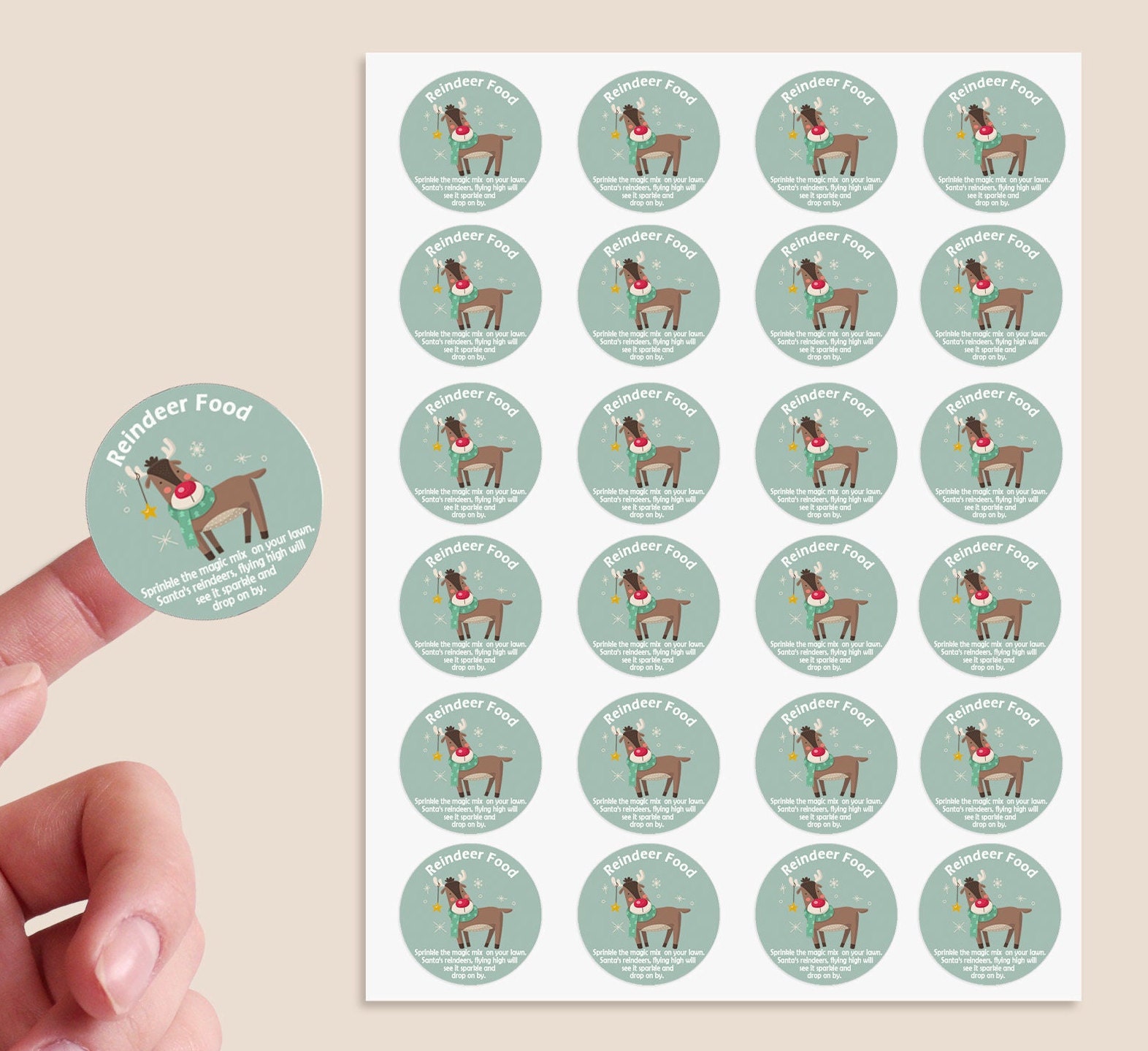 35 Magic Reindeer Christmas Food Stickers Labels, Stickers for ...