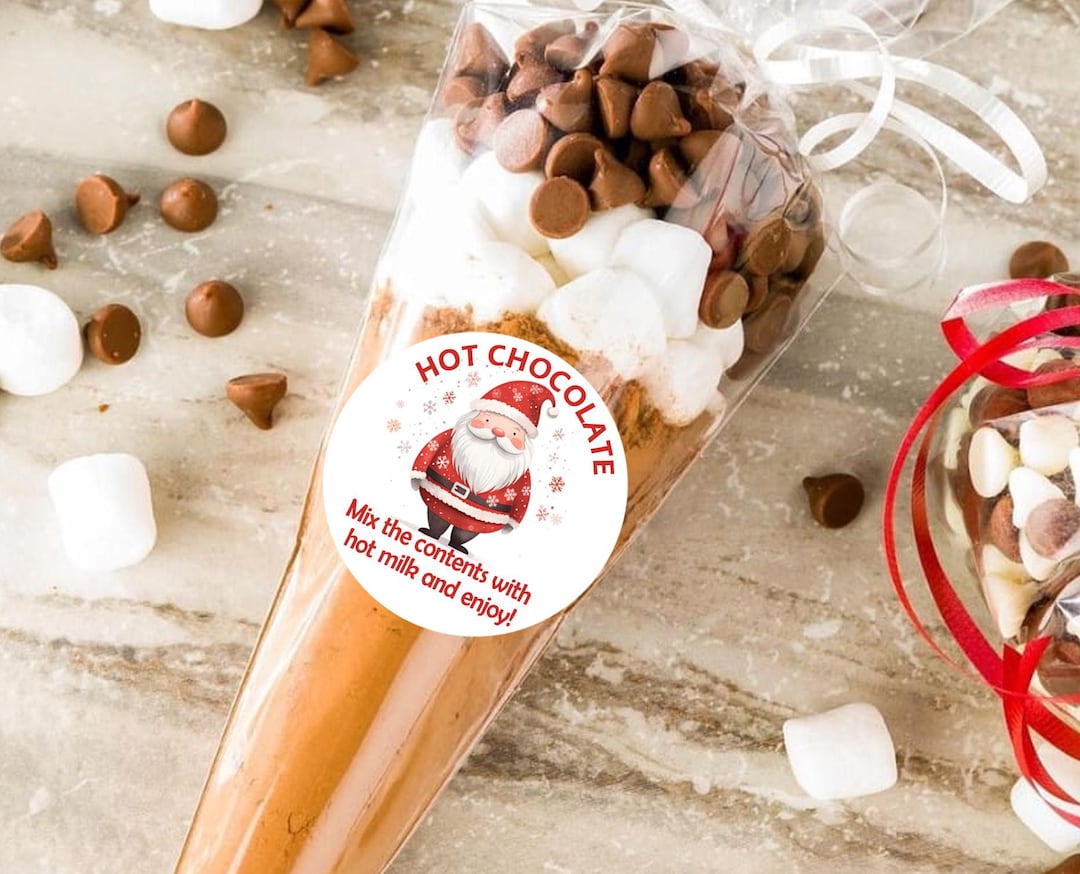 Santa Hot Chocolate Cone Christmas Stickers Round Sticker Sheet | Bulk ...