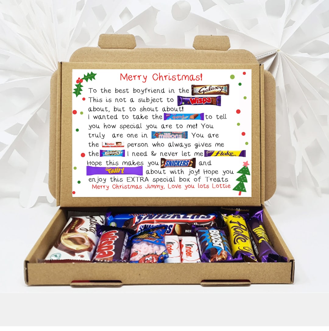 Personalised Poem Christmas Gift Treat Box Hug in a Box, Hamper Sweet ...