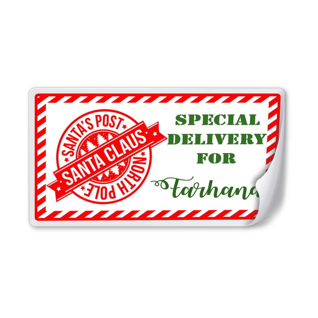 24 Personalised Christmas Stickers Gift Tag Labels Present Delivery ...