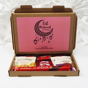 Personalised Eid Mubarak Eid Sweets Hug in a Box, Letterbox Gift ...