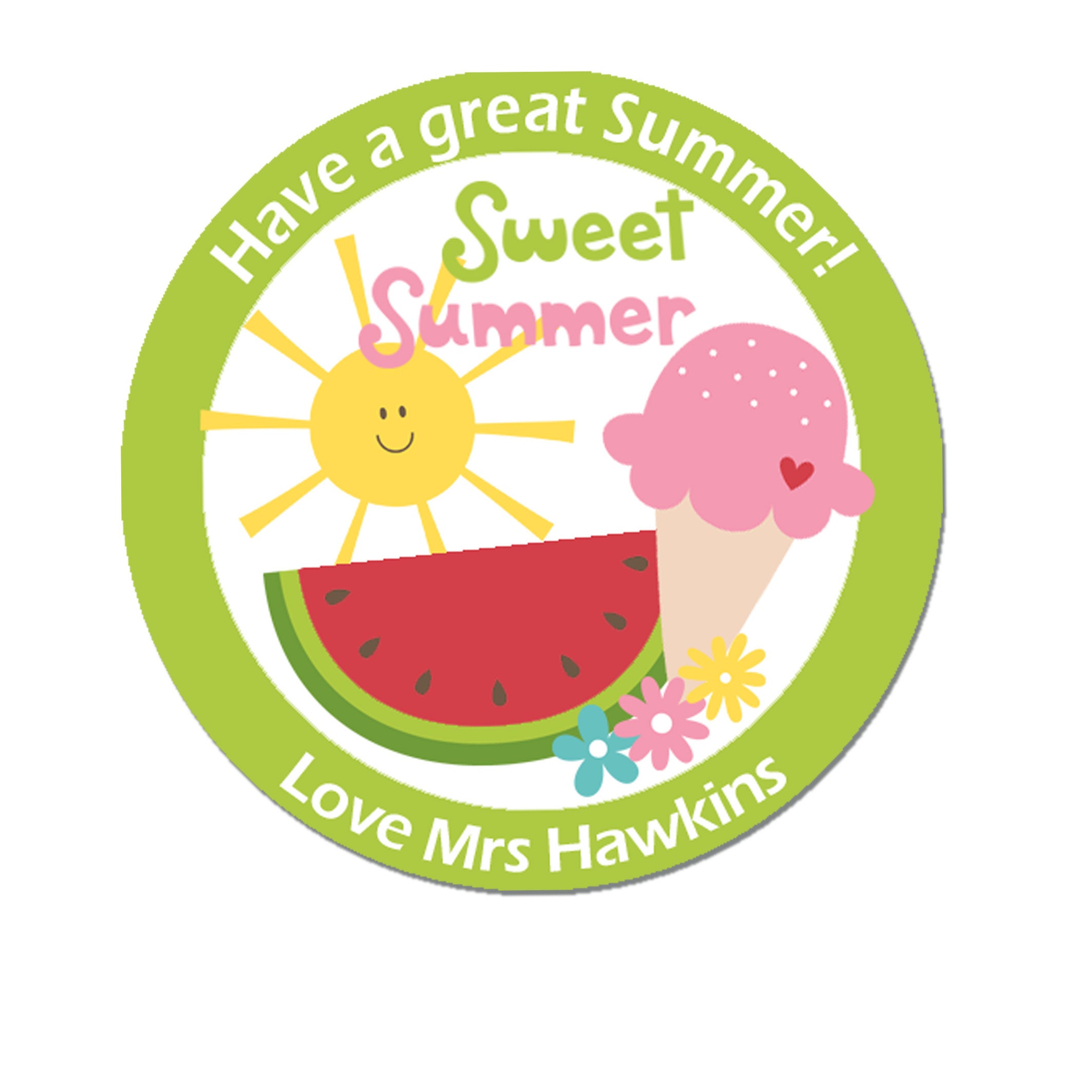 Personalised Stickers End of Term Summer Gift Stickers - Thank You ...