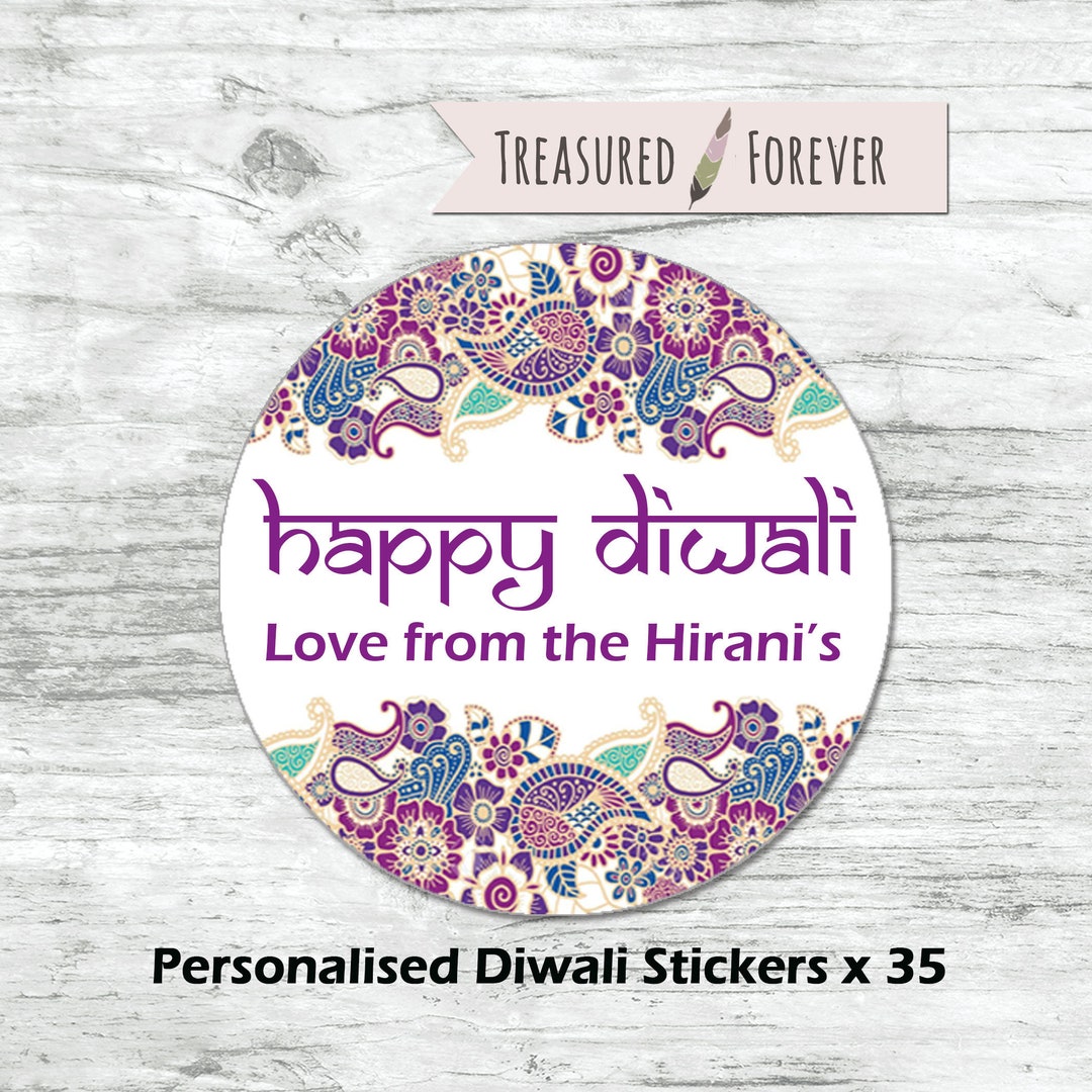 Personalised Diwali / Divali / Sal Mubarak Celebration Paisley X 35 ...