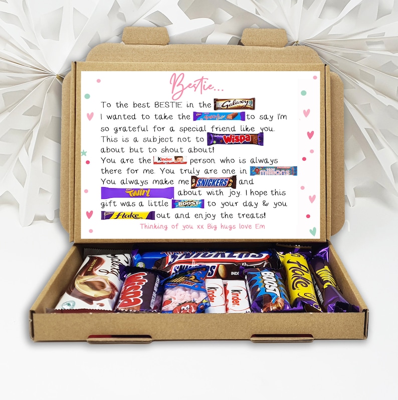 Best Friend Gift Friendship Chocolate Poem Box Best Friend Birthday ...
