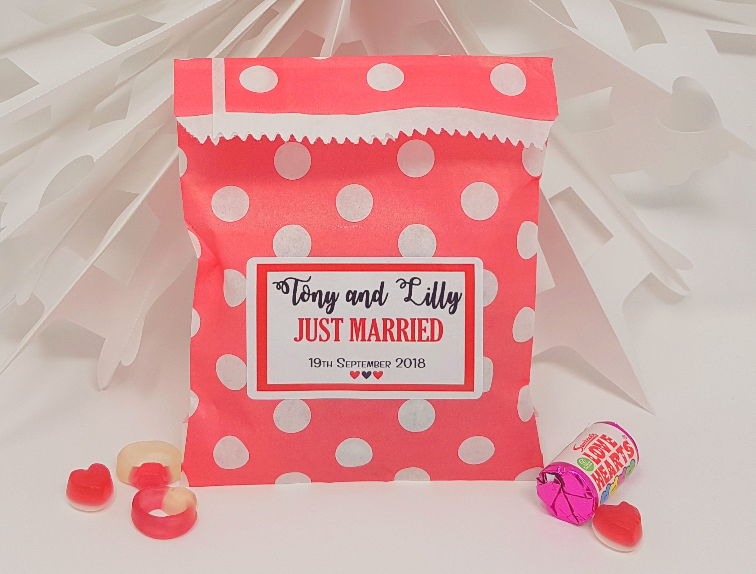 Personalised Wedding Favour Sweet Bags Sticker Birthday Candy Etsy Uk