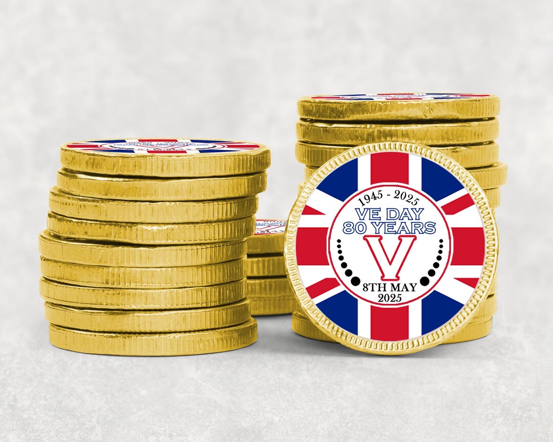 VE Day 80 Years Celebration Chocolate Coins Chocolate Coins Luxury Gold ...