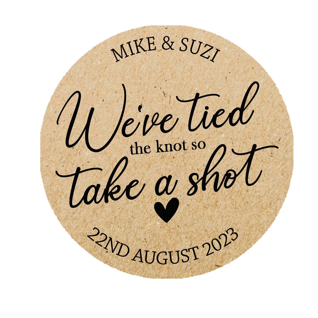 We Tied the Knot Shot Glasses Custom Wedding Favors Stickers Labels ...