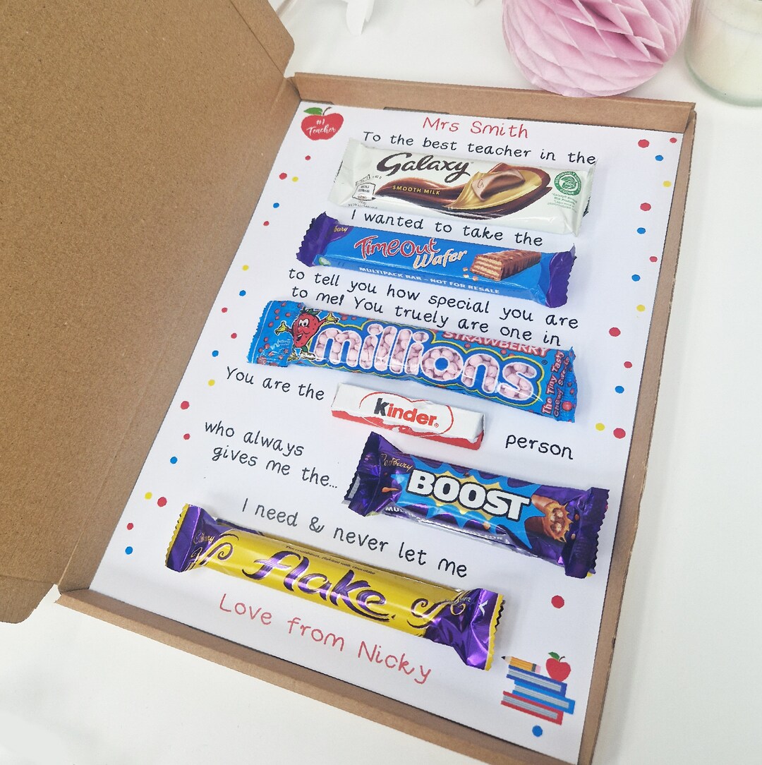 Personalised Teacher Poem Summer Gift Poem Treat Box Hug in a Box ...