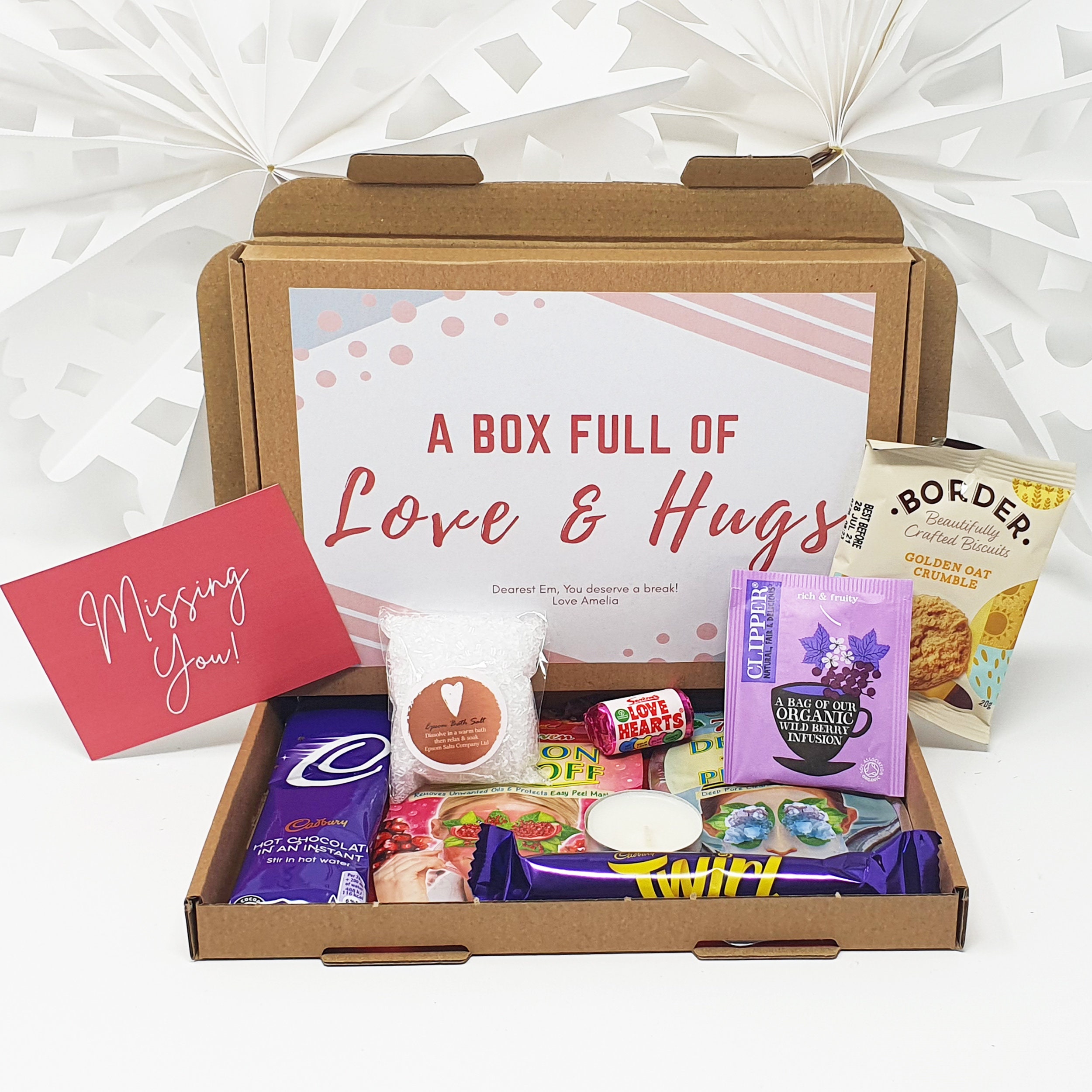 Personalised Pamper Treat Box Letterbox Gift Hug in a Box Hamper ...