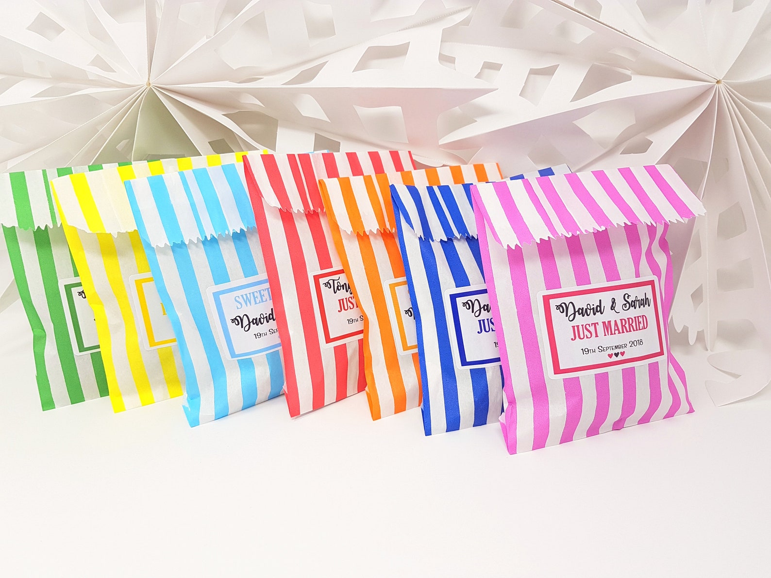 Personalised Wedding Favour Sweet Bags Sticker Birthday Candy Etsy Uk