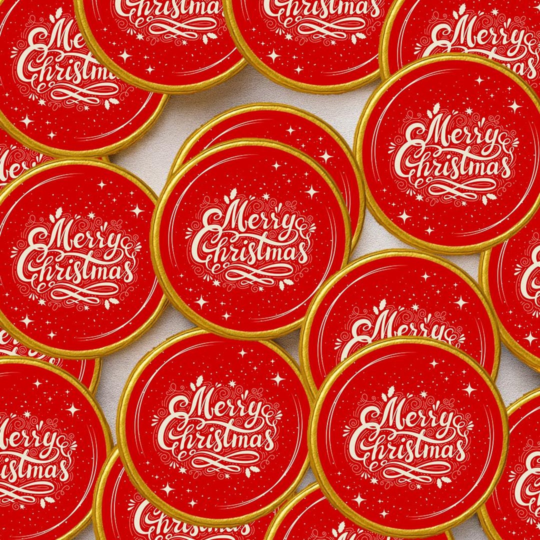 Christmas Chocolate Coins & Sticker Party Favors – Stocking Stuffers ...