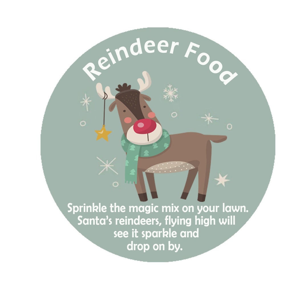 35 Magic Reindeer Christmas Food Stickers Labels, Stickers for ...
