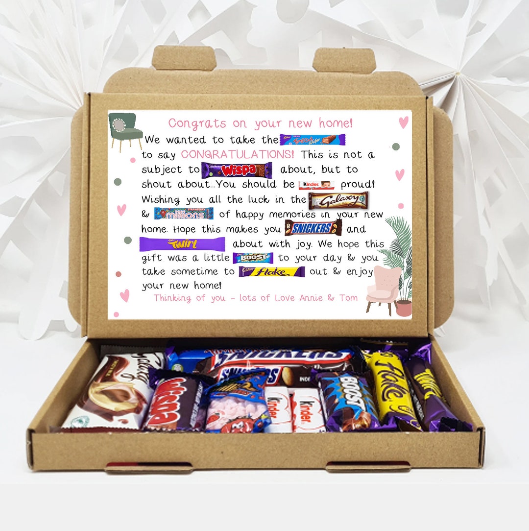 Personalised New Home Poem Treat Box Letterbox Gift Hug in a Box Hamper ...