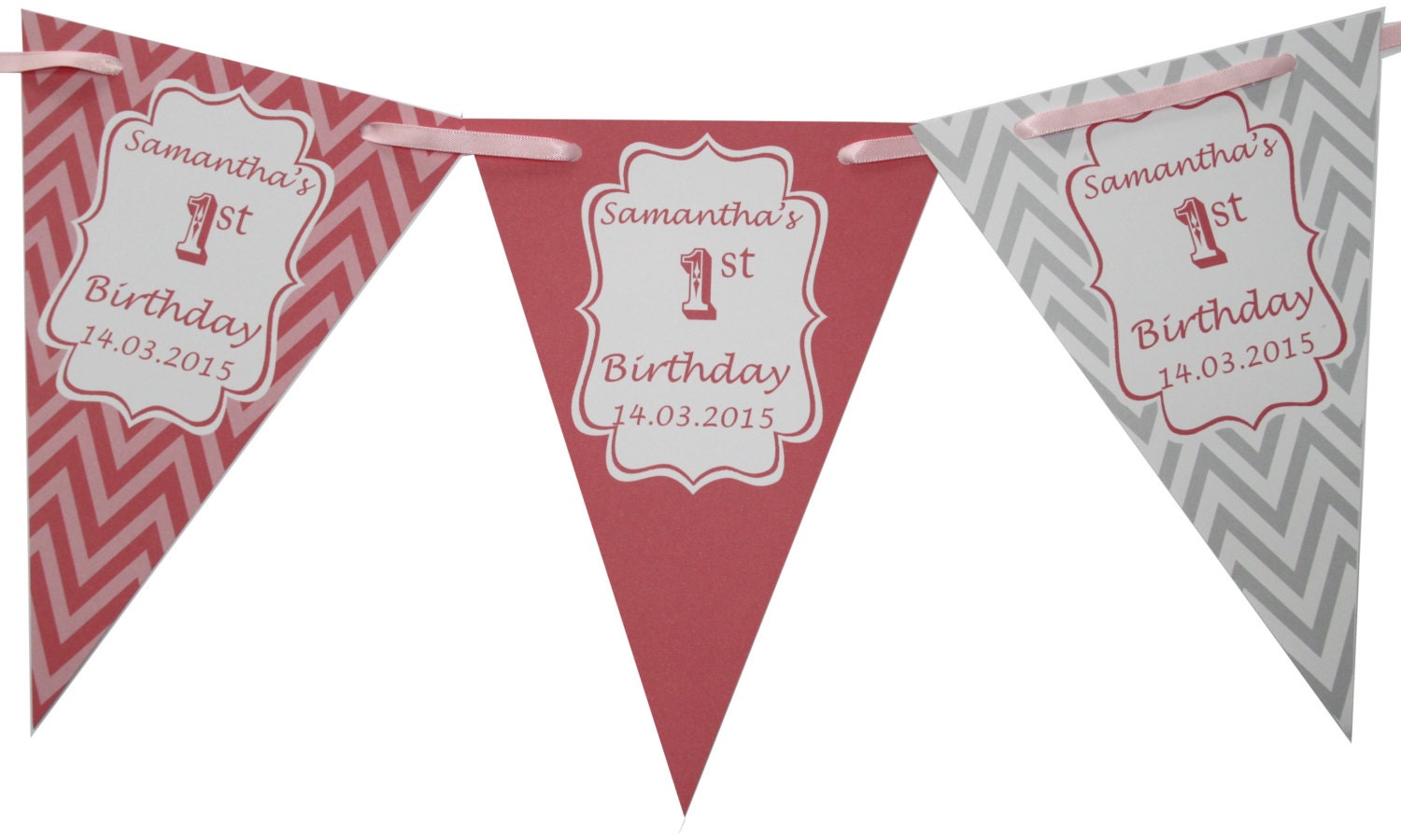 Personalised Birthday Bunting Banner Decoration Chevron Flags | Etsy