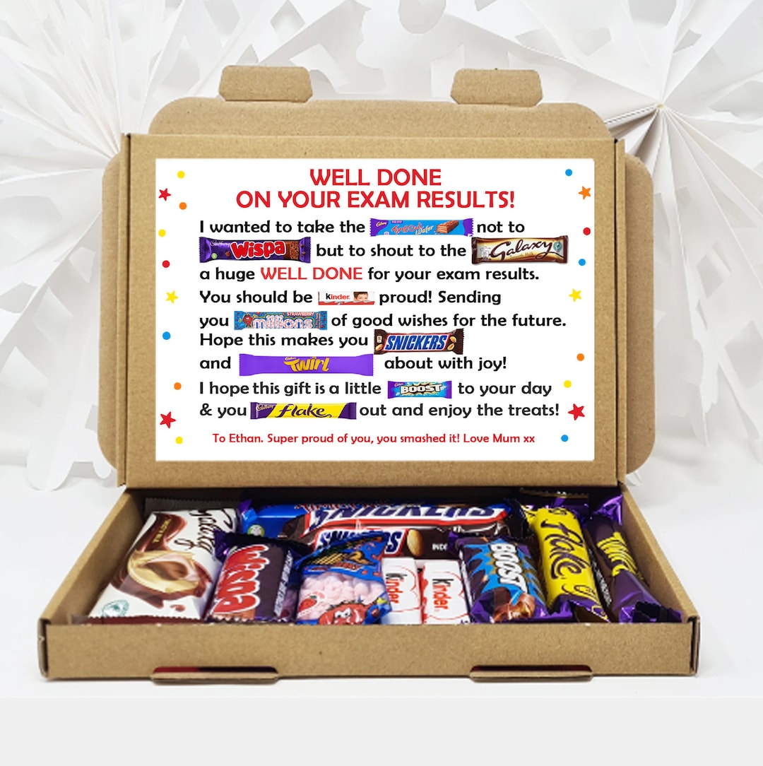 Personalised Well Done in Exam Treat Box/ SATS/ GCSES/ A Levels Well ...