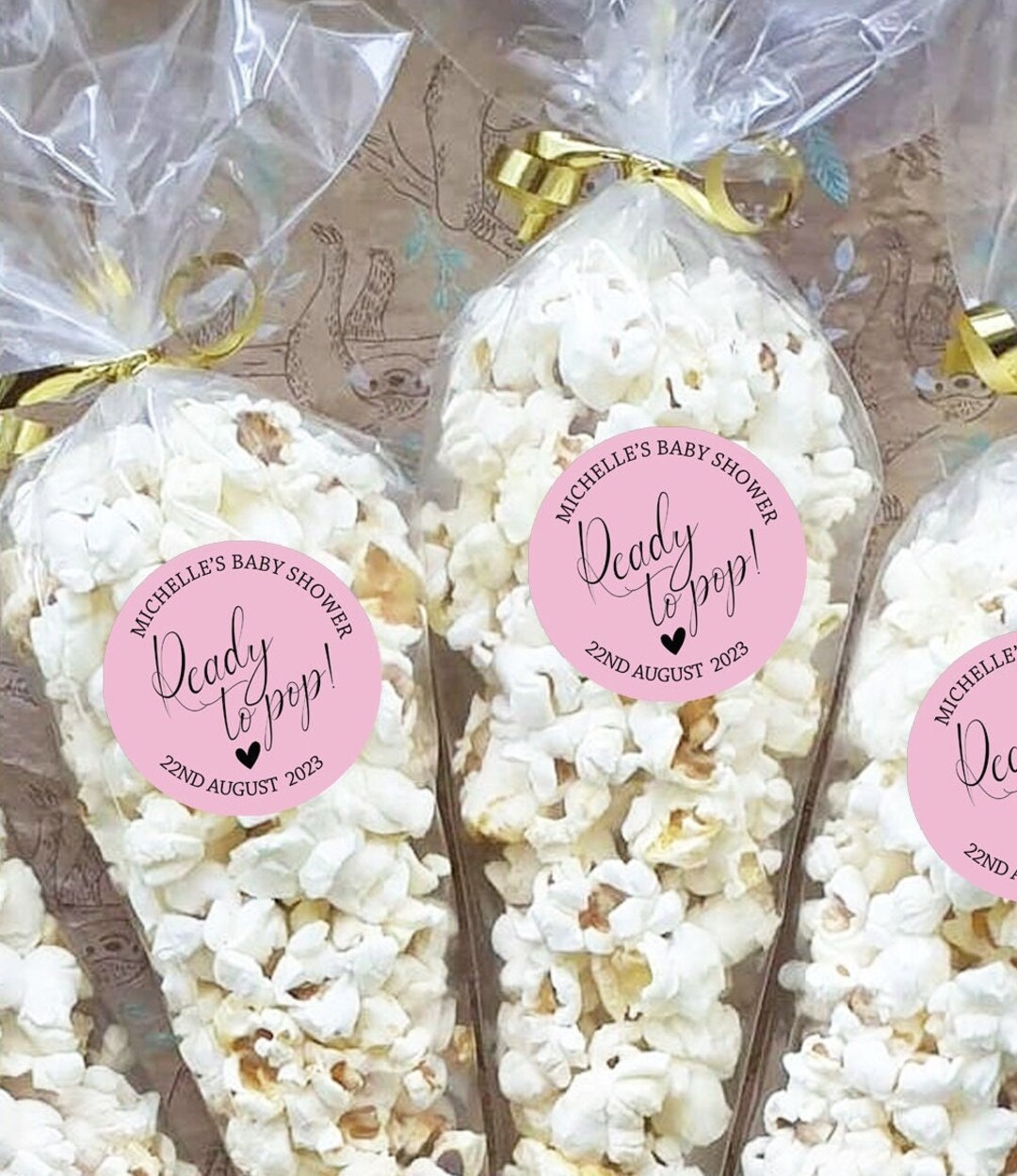 35 Personalised Baby Shower Stickers Thank You Popcorn Cone - Etsy
