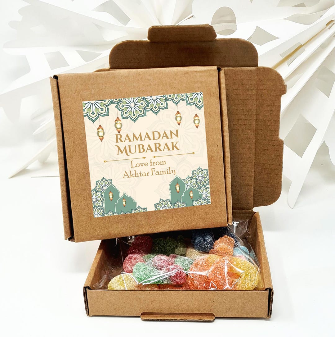 Personalised Eid Mubarak Sweet Boxes Stickers Ramadan Mubarak Sweets ...
