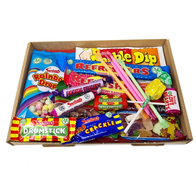 Personalised Christmas Treats Sweets Box Kids Gift Hamper Retro Vegan ...