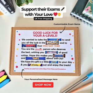 Personalised Exam Good Luck Treat Box/ SATS/ GCSES/ 11+ A Levels Well ...