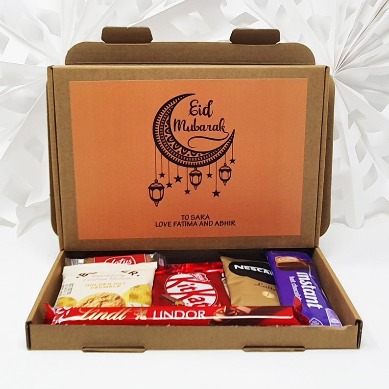 Personalised Eid Mubarak Eid Sweets Hug in a Box, Letterbox Gift ...