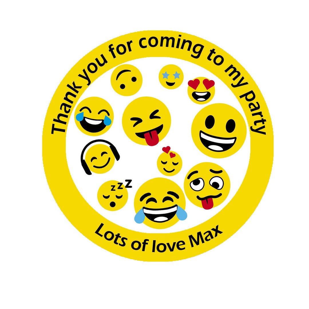 Personalised Emoji Birthday Stickers for Party Thank You Sweet Cone ...