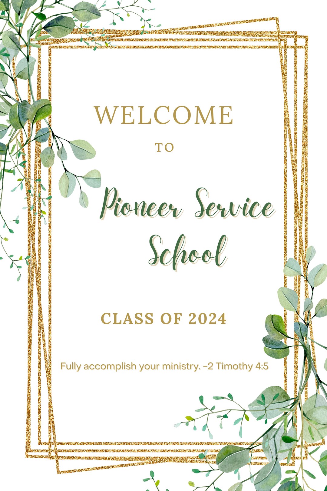 DIGITAL Pioneer Service School Welcome Sign, JW PSS Welcome Sign - Etsy